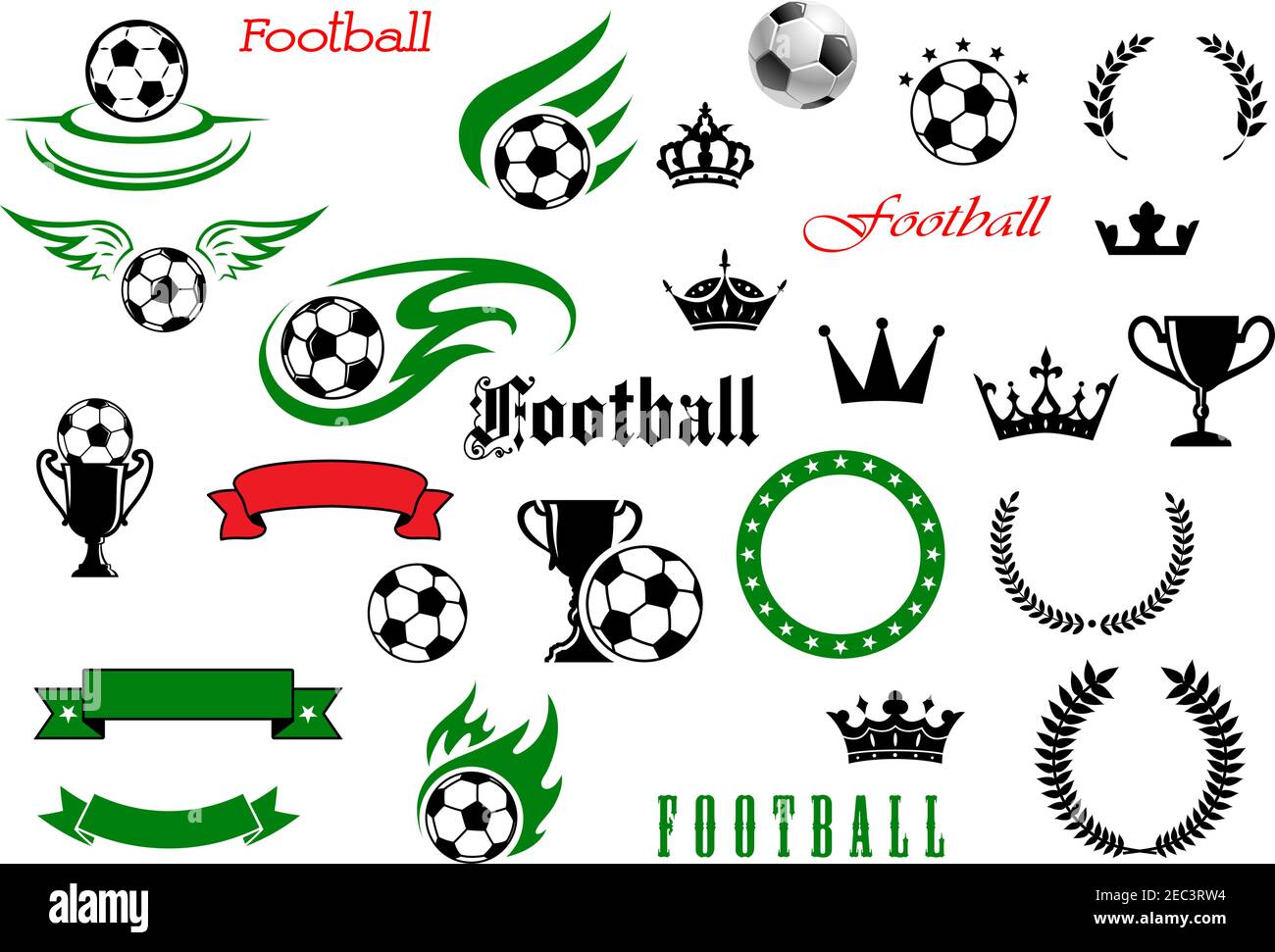 Football and soccer sporting items symbols for championship or club ...