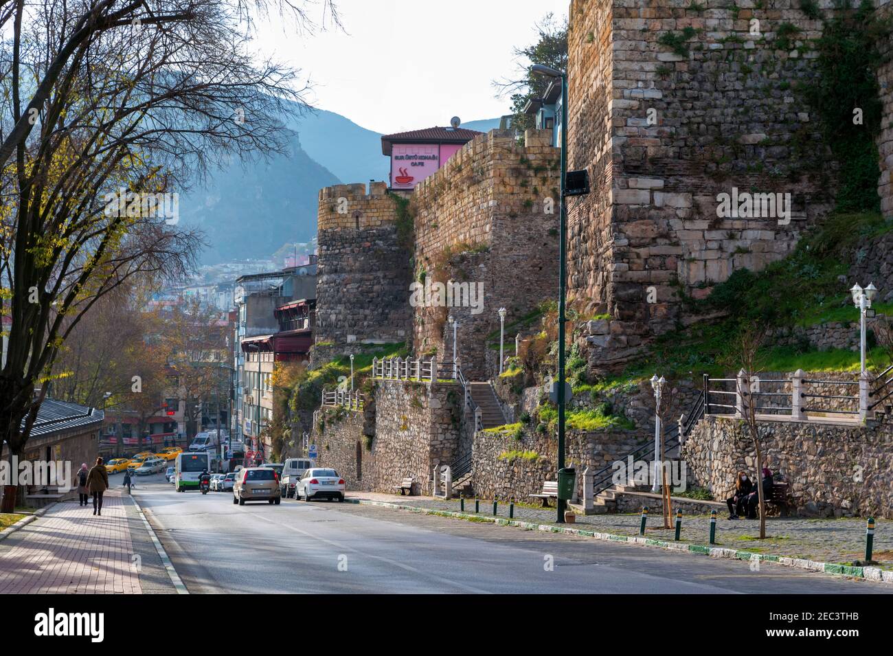 BURSA, TURKEY - 10 DECEMBER 2020: Osman Gazi Street view in Bursa City ...