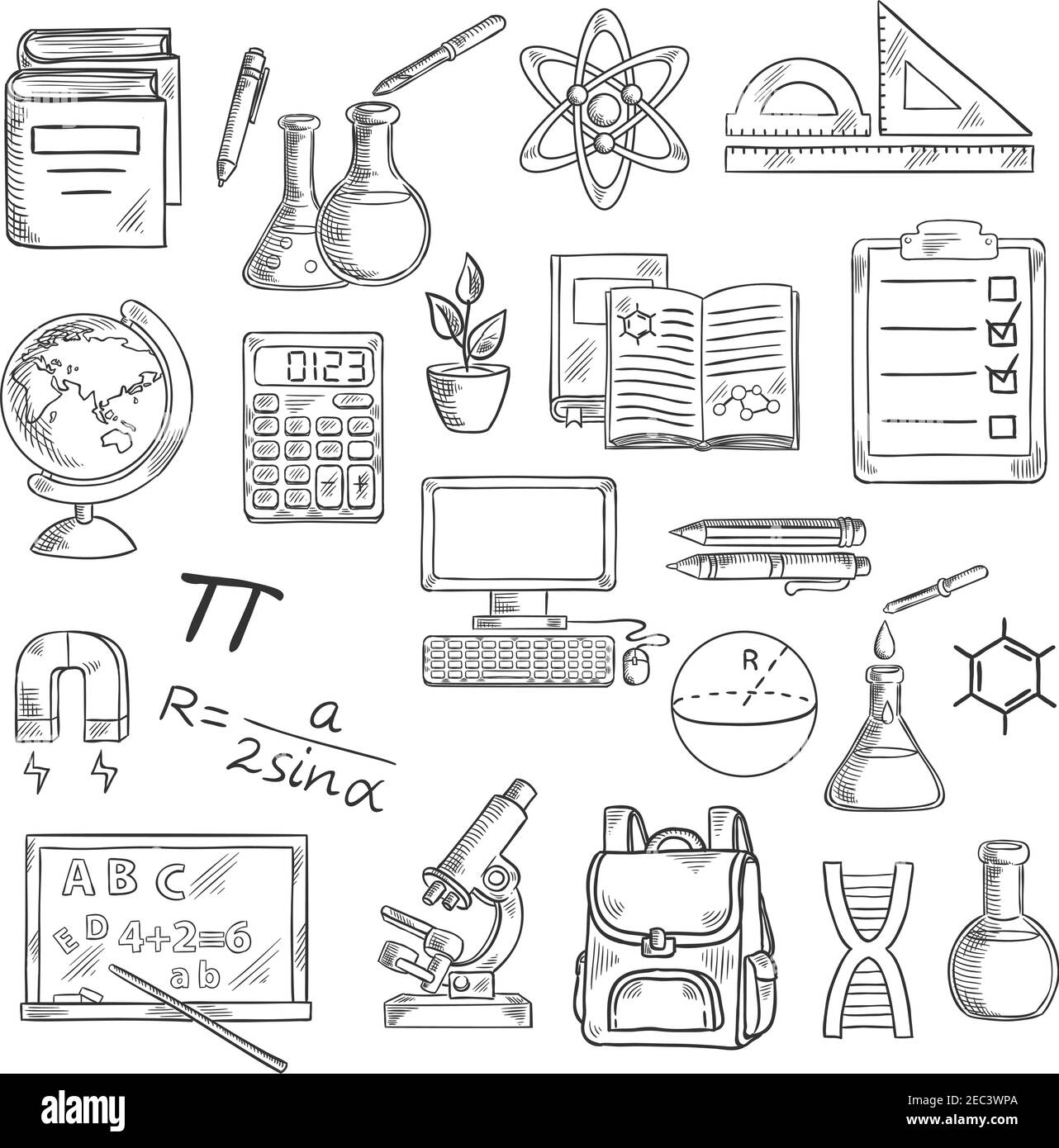 Calculator pencil classroom Black and White Stock Photos & Images - Alamy