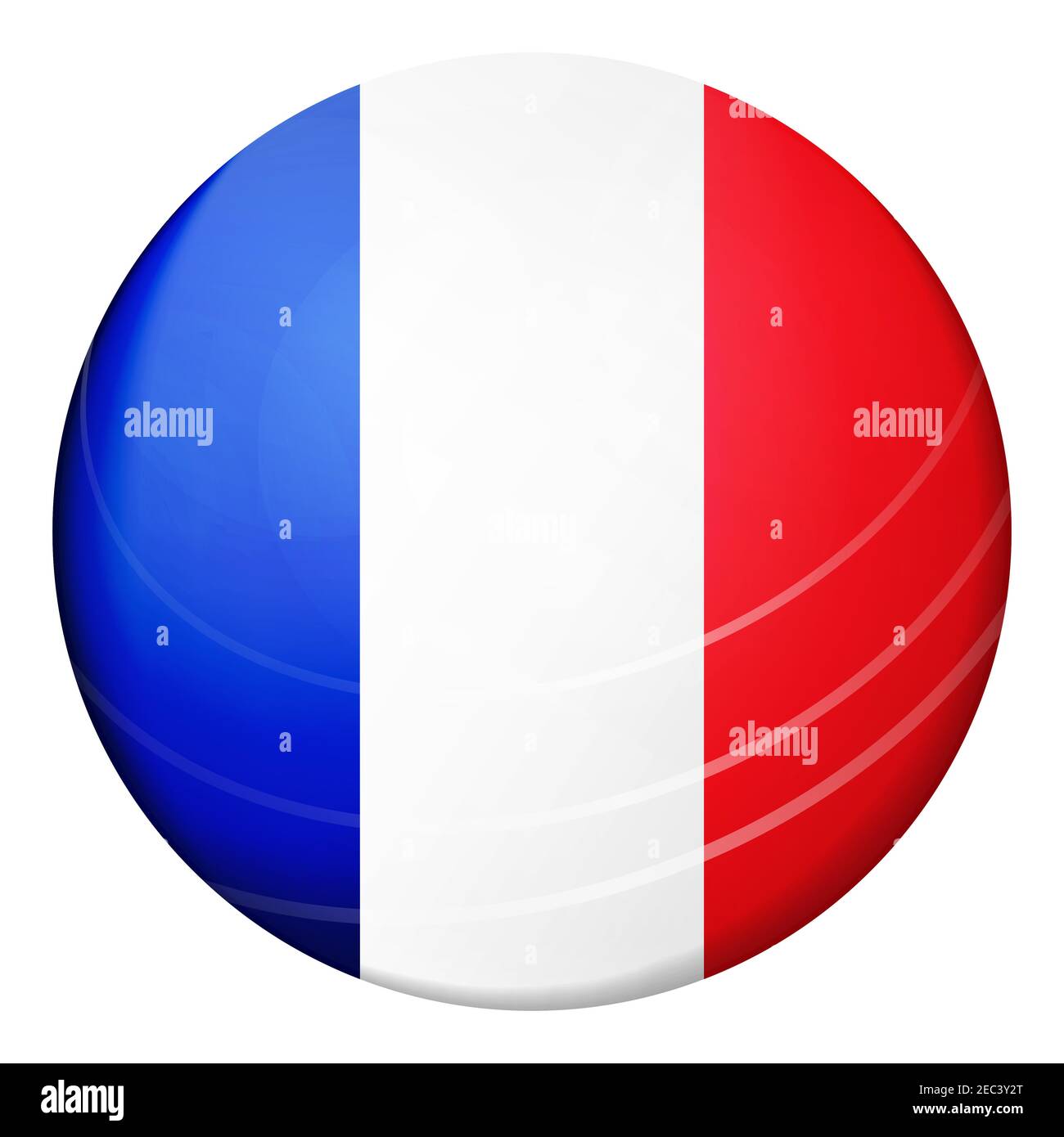 Glass light ball with flag of France. Round sphere, template icon ...