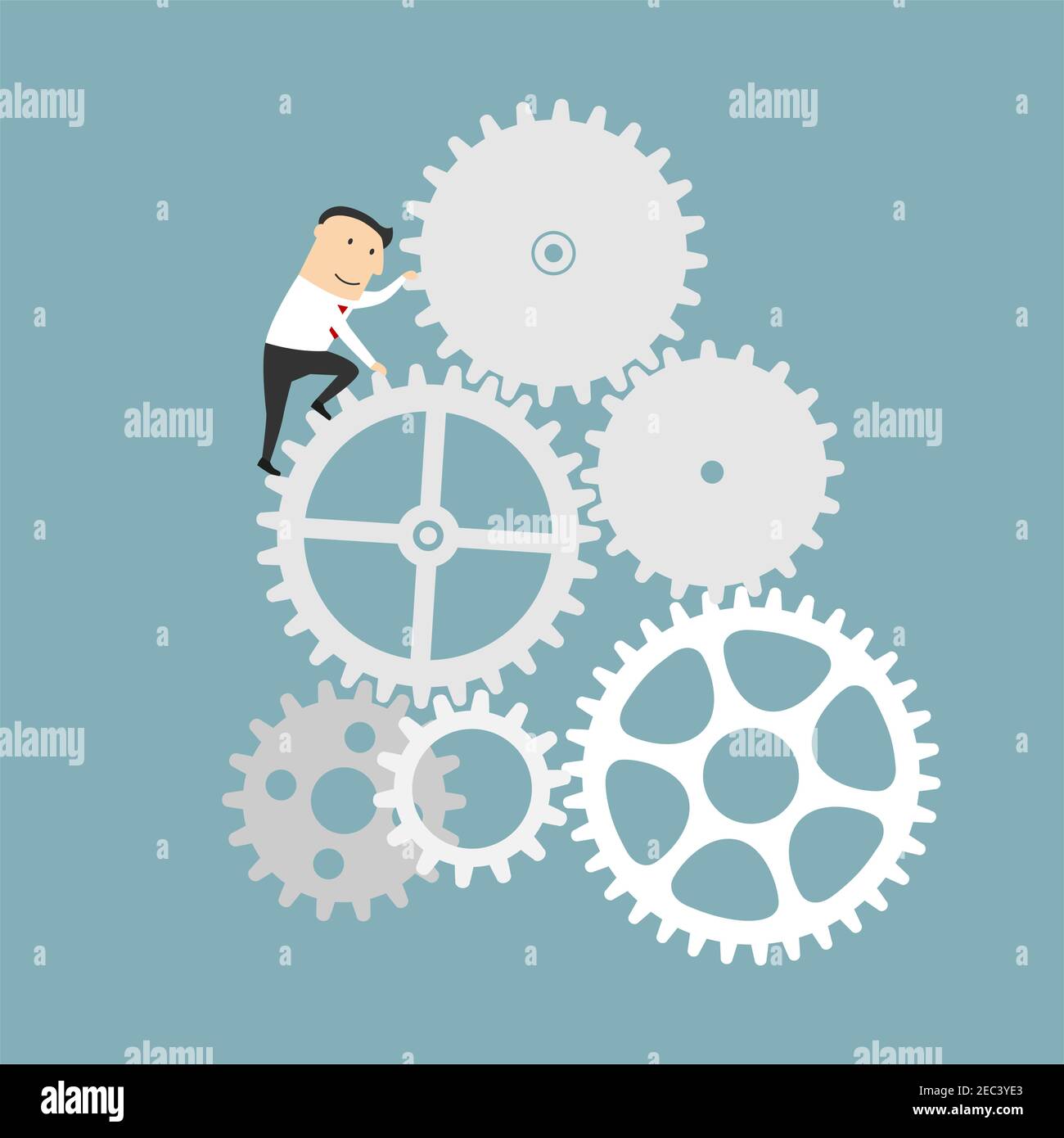 Business process and financial mechanism concept design. Businessman is ...
