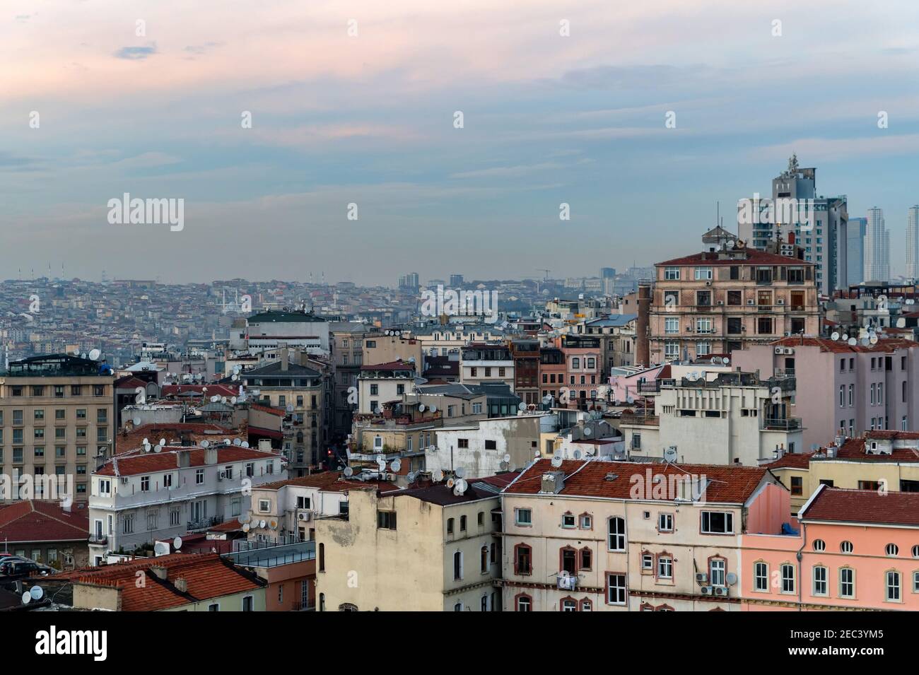 ISTANBUL, TURKEY - 9 DECEMBER 2020: View on the Istanbul from the roof ...