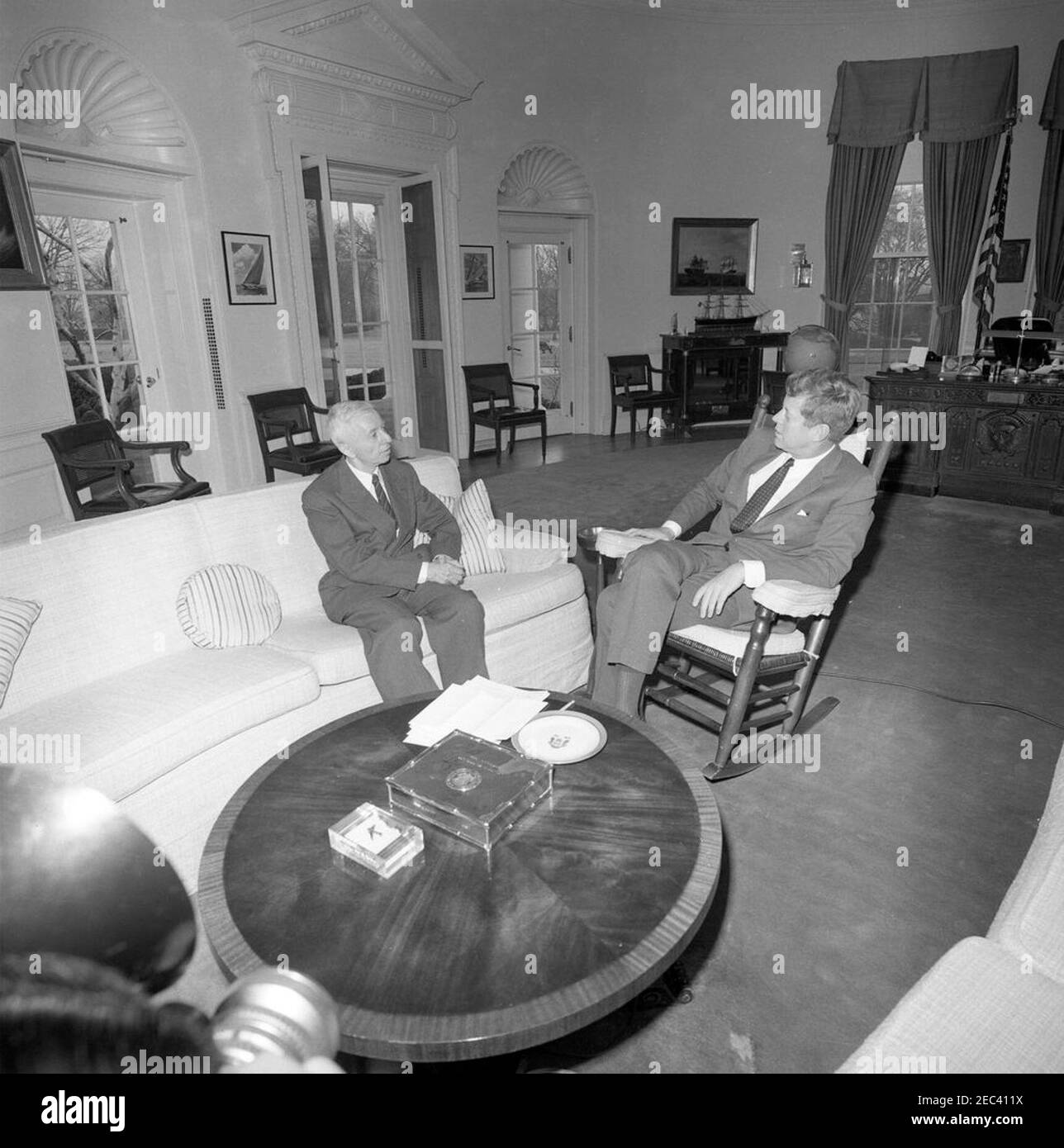 Meeting with Vice Admiral Hyman G. Rickover, 12:22PM. President John F ...