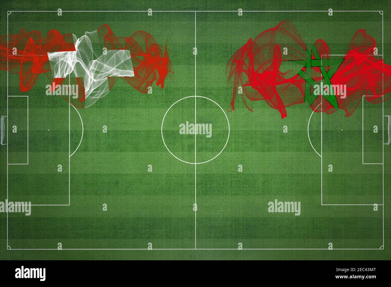 Switzerland vs Morocco Soccer Match, national colors, national flags ...