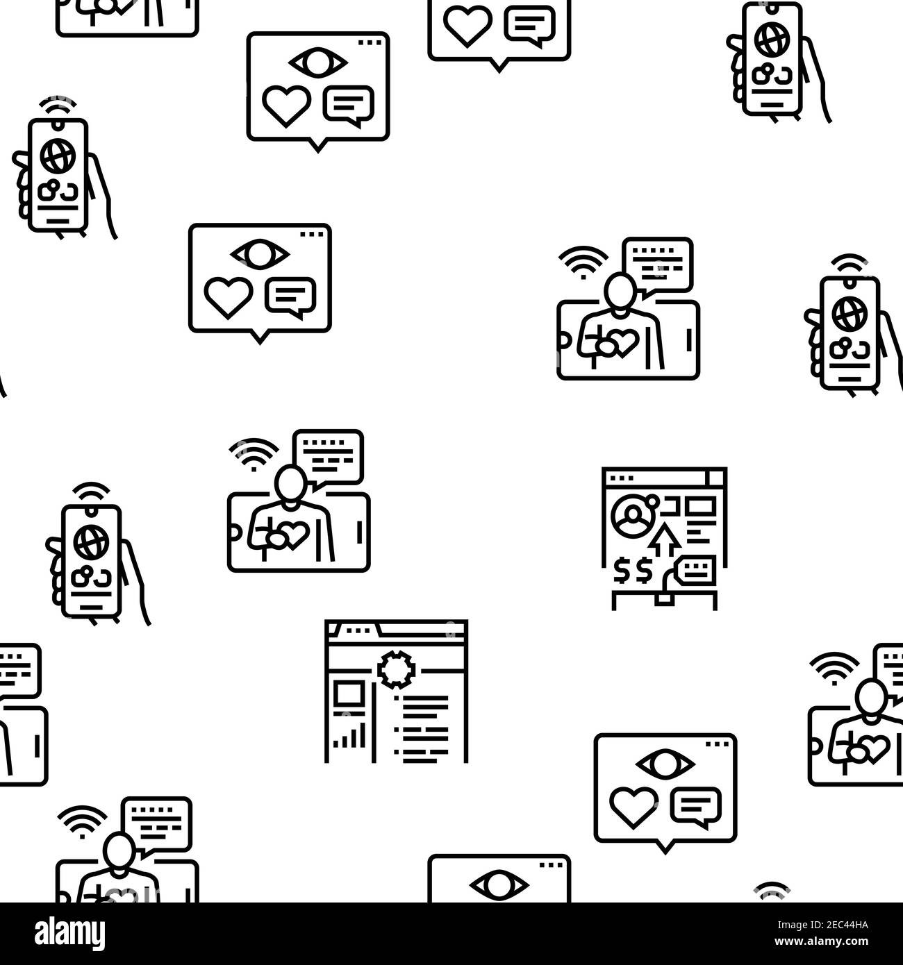 Internet Social Media Vector Seamless Pattern Stock Vector Image & Art ...