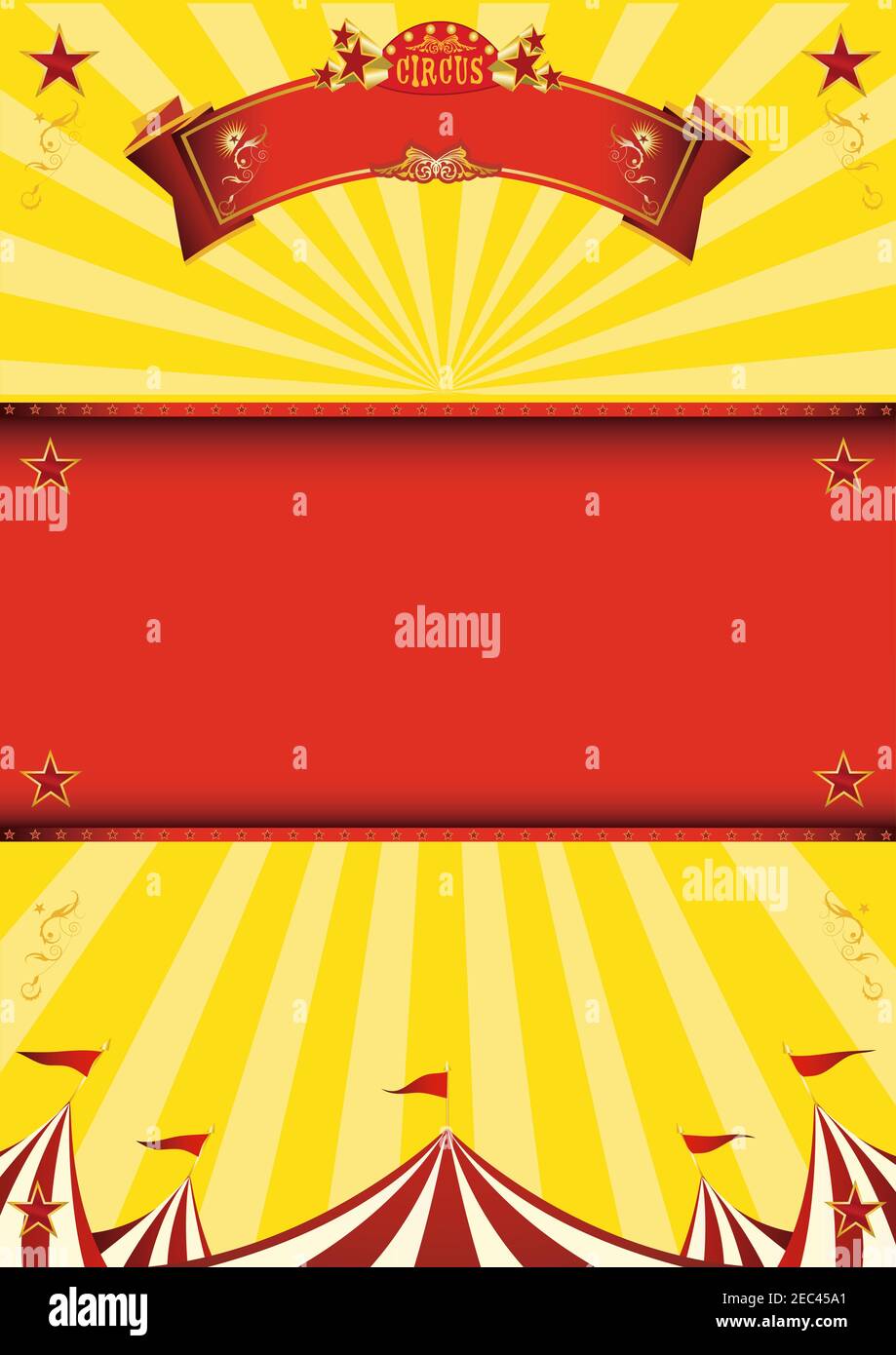A yellow circus background for a poster with a red frame for your ...