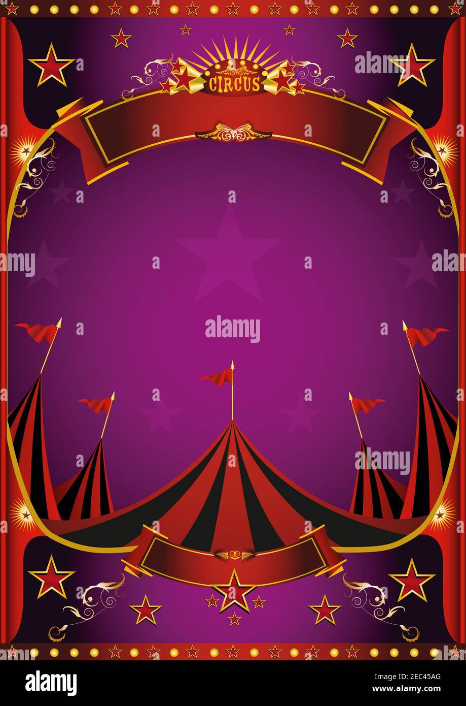 A circus purple poster with a big top for you Stock Photo - Alamy