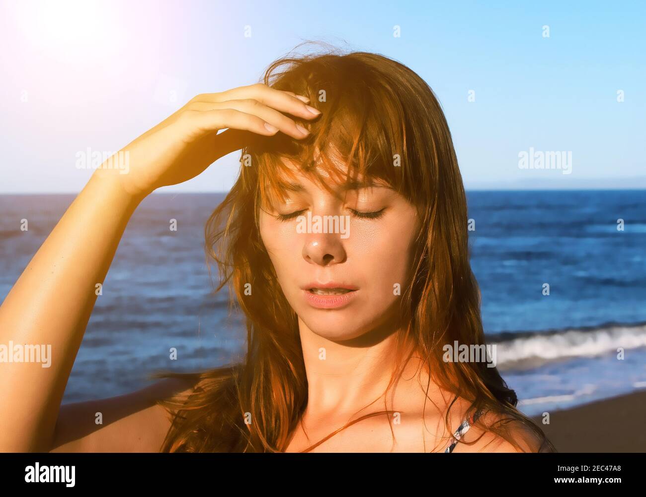 Woman face sweat beach hi-res stock photography and images - Alamy