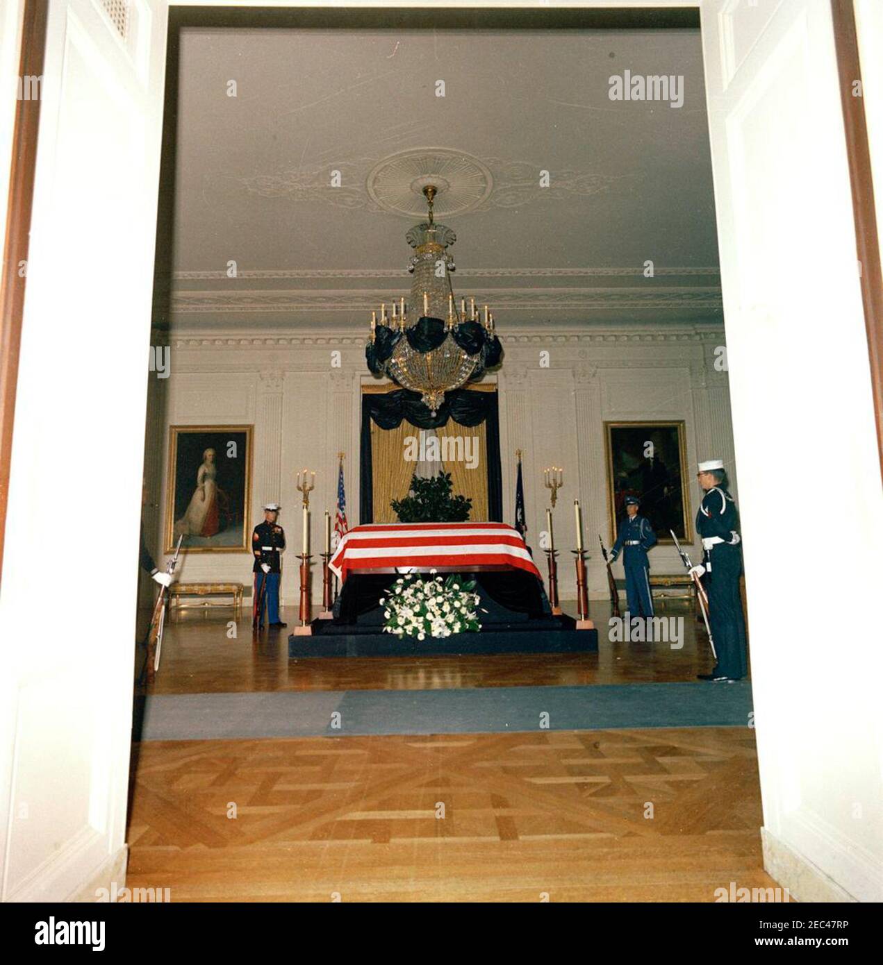 State Funeral of President Kennedy: Lying in repose in the East Room of ...