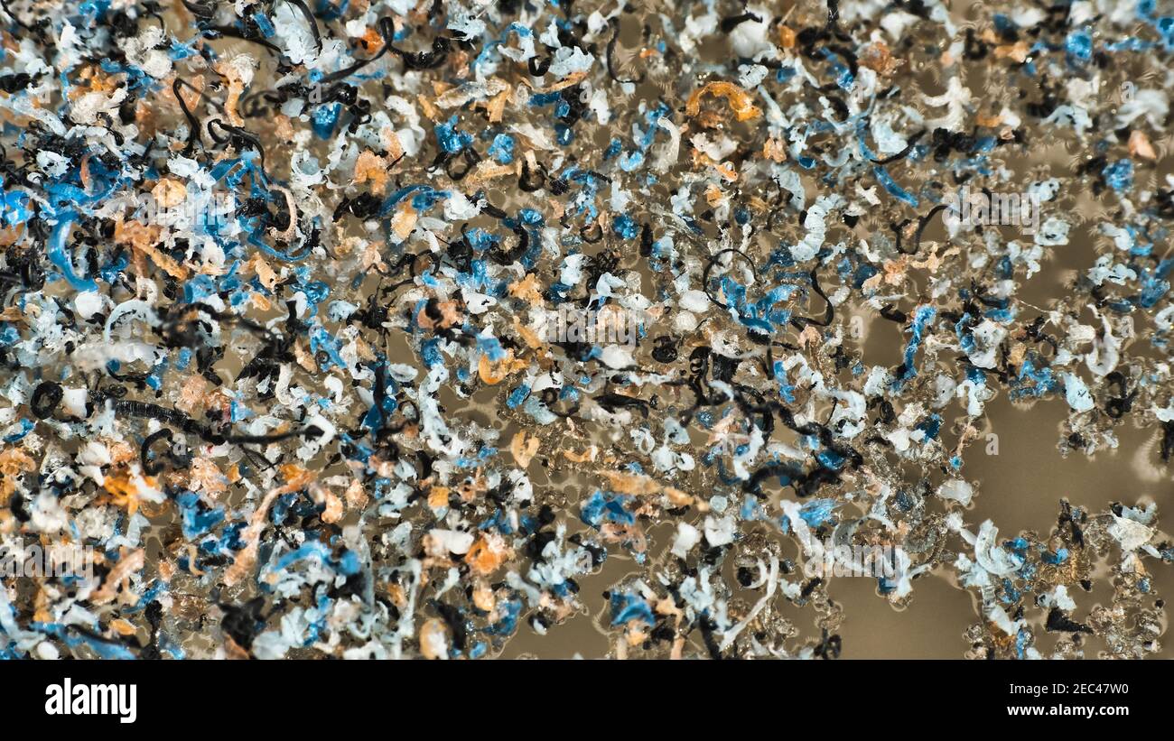 Plastic gets into water basin and gradually destroyed by waves and sun ...