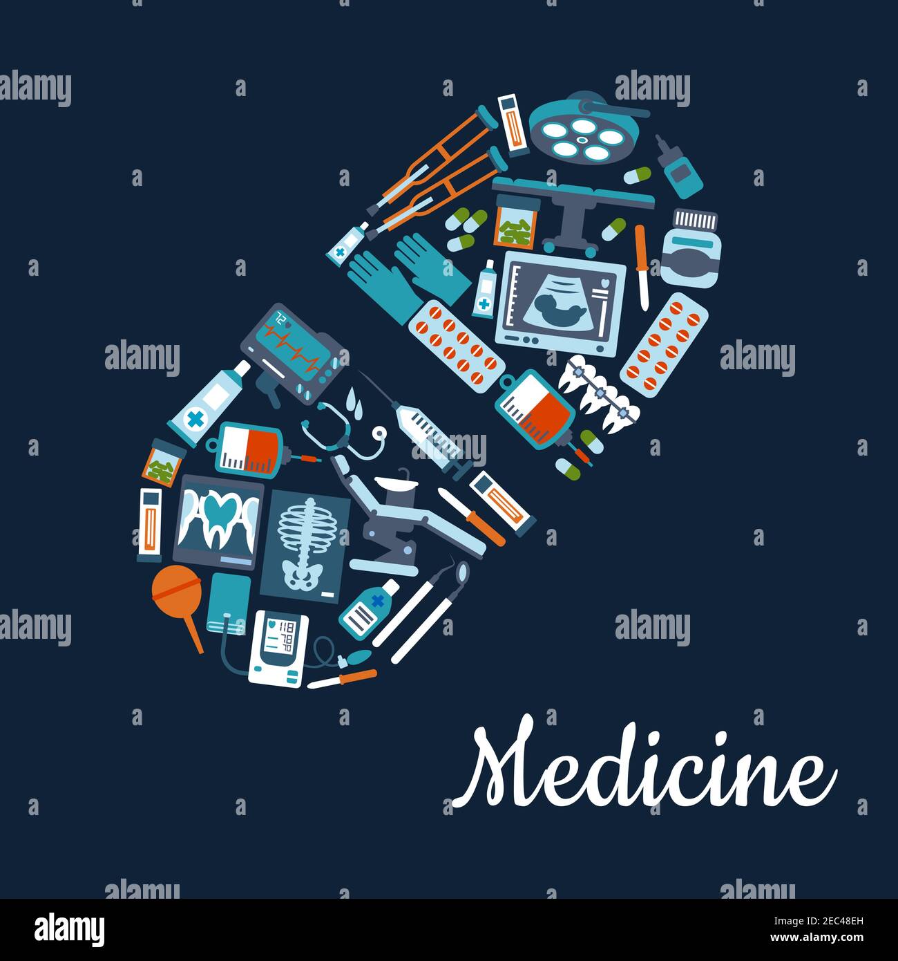Silhouette of a pill composed of medical services and pharmaceutical ...