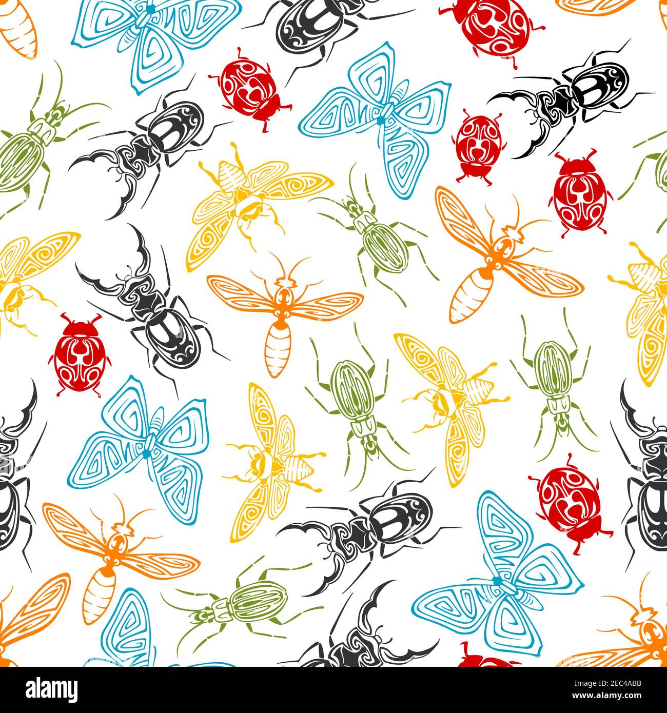 Bees butterflies ladybugs insects Stock Vector Images - Alamy