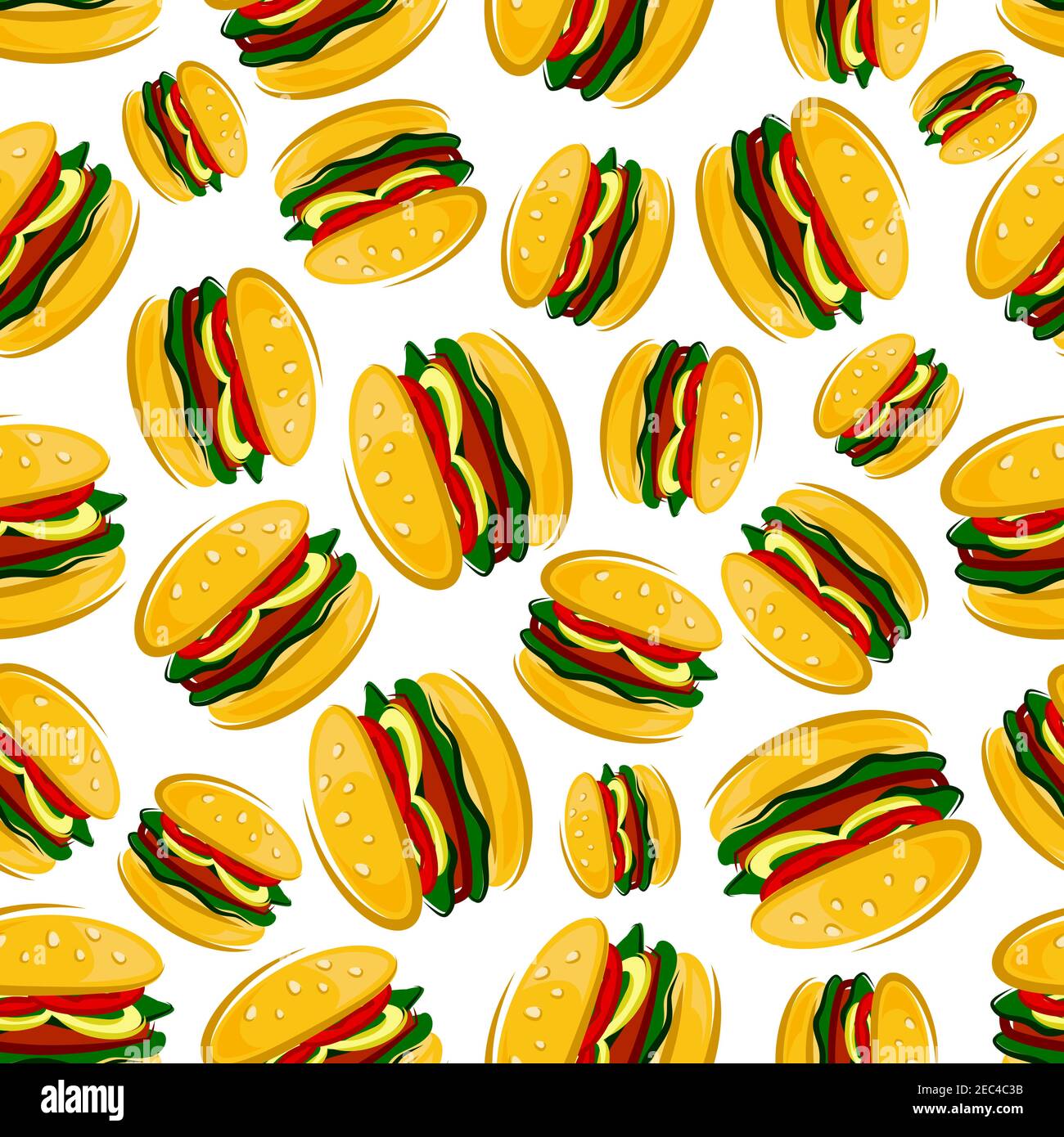 Cartoon background of traditional american barbecue hamburgers with ...