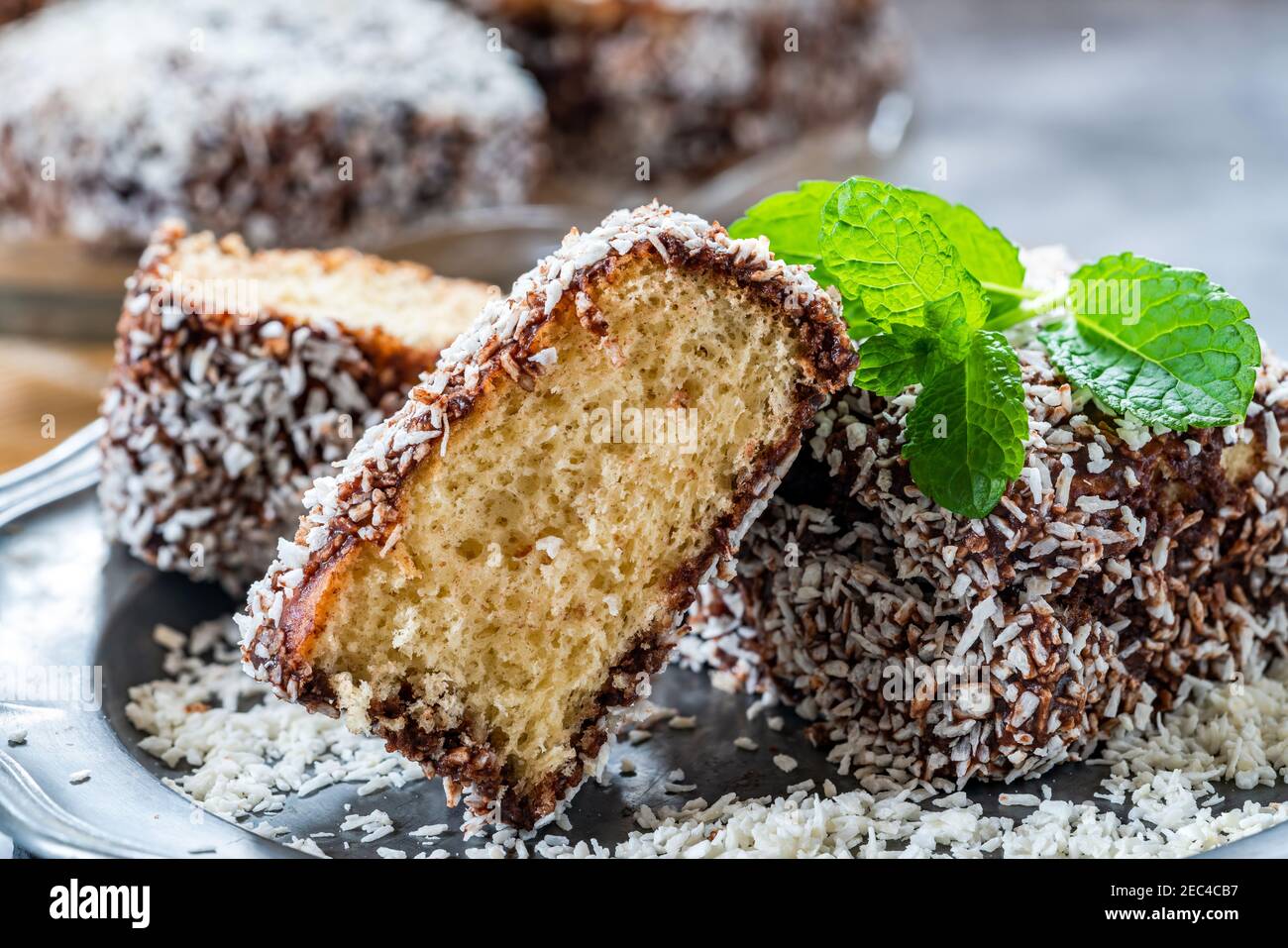 Lamington cake squares - traditional Australian sponge cakes coated ...