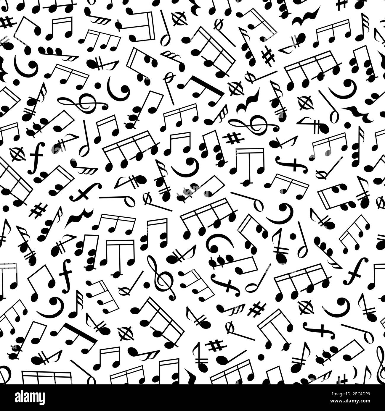 Music and sound background with black and white seamless pattern of ...