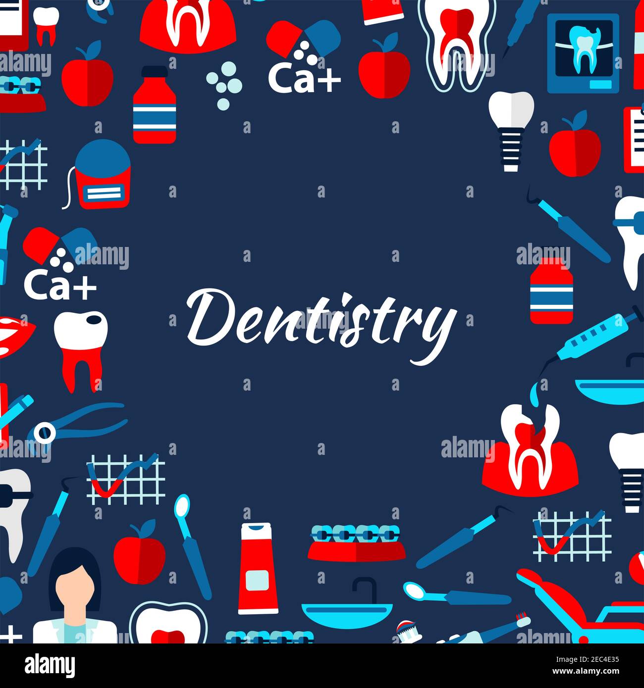 Dentistry banner design template with dentist, healthy and decayed ...