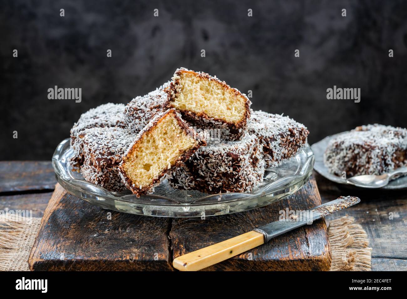 Lamington cake squares - traditional Australian sponge cakes coated ...
