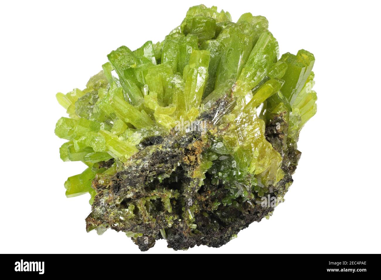 pyromorphite from Guangxi, China isolated on white background Stock ...