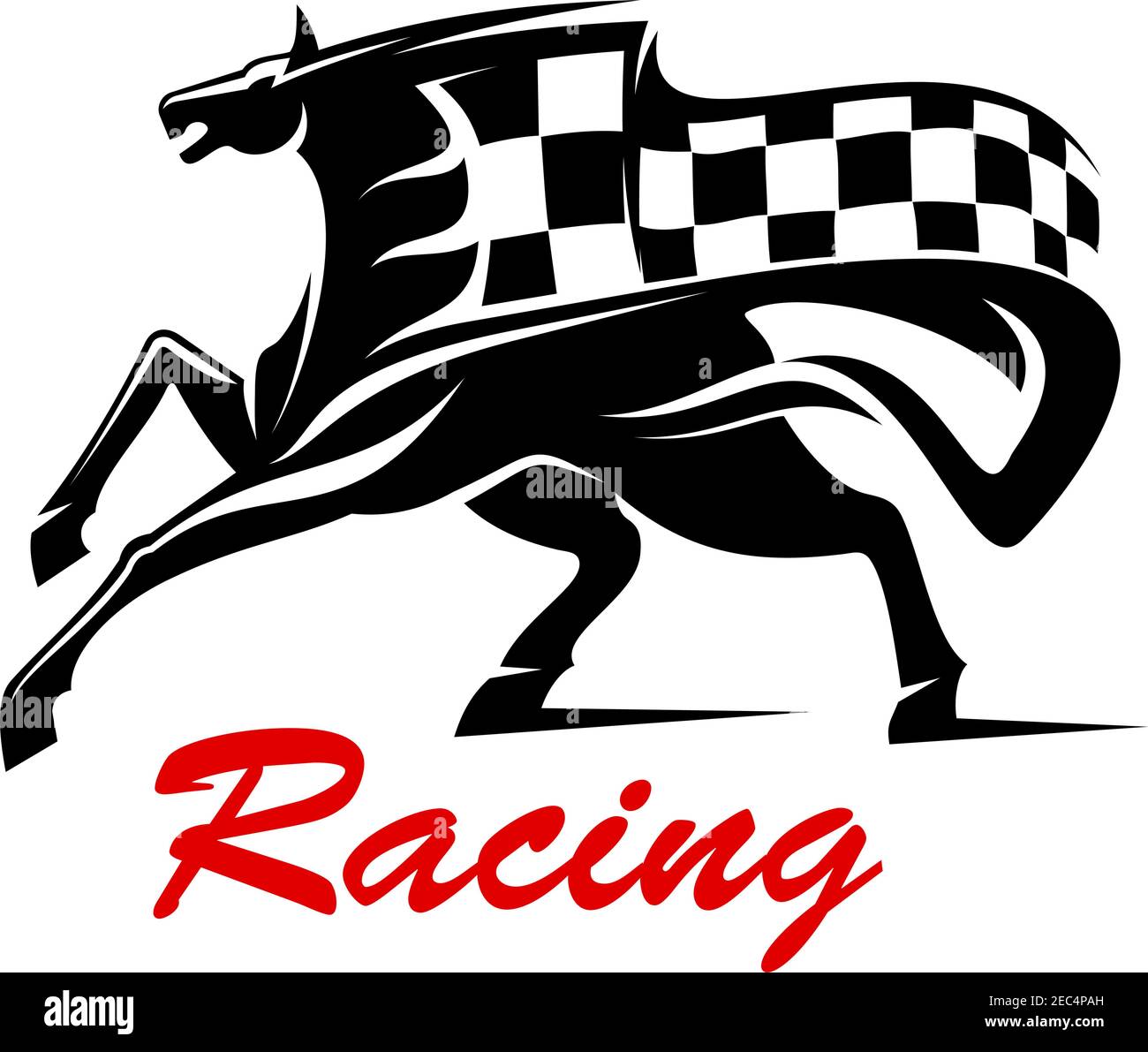 Racing icon for motorsport badge or tattoo design usage with galloping ...