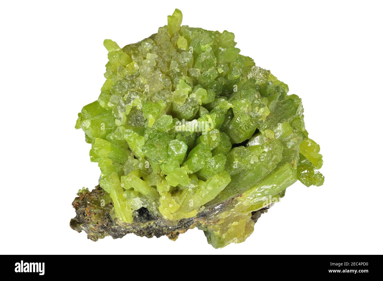 pyromorphite from Guangxi, China isolated on white background Stock ...