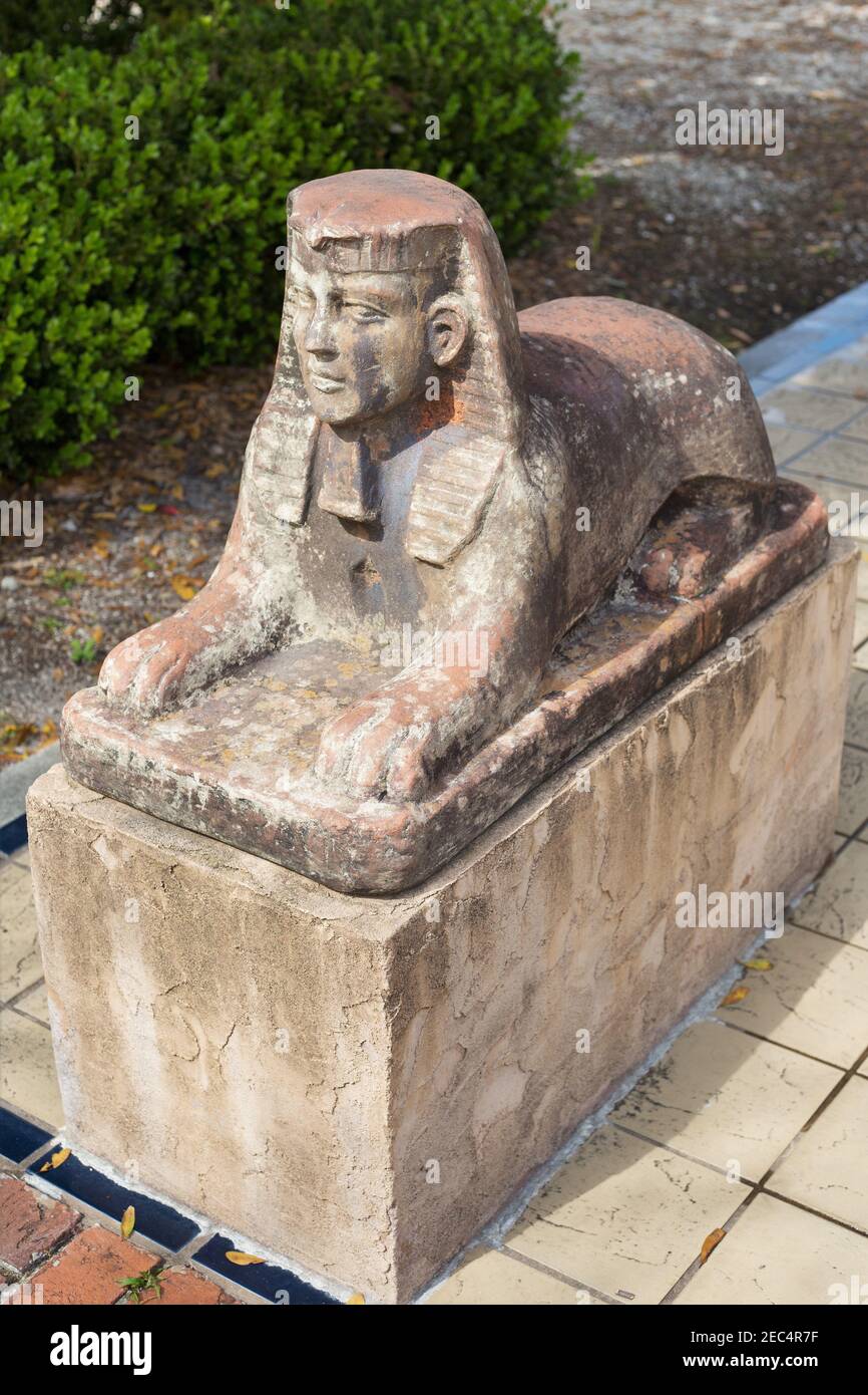 A sphinx statue in a garden at the Florida Botanical Gardens in Largo ...