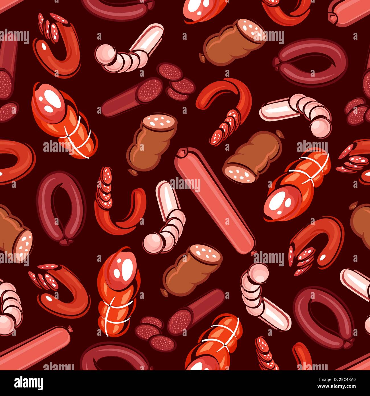 Assortment of meat sausages seamless pattern for butcher shop design ...