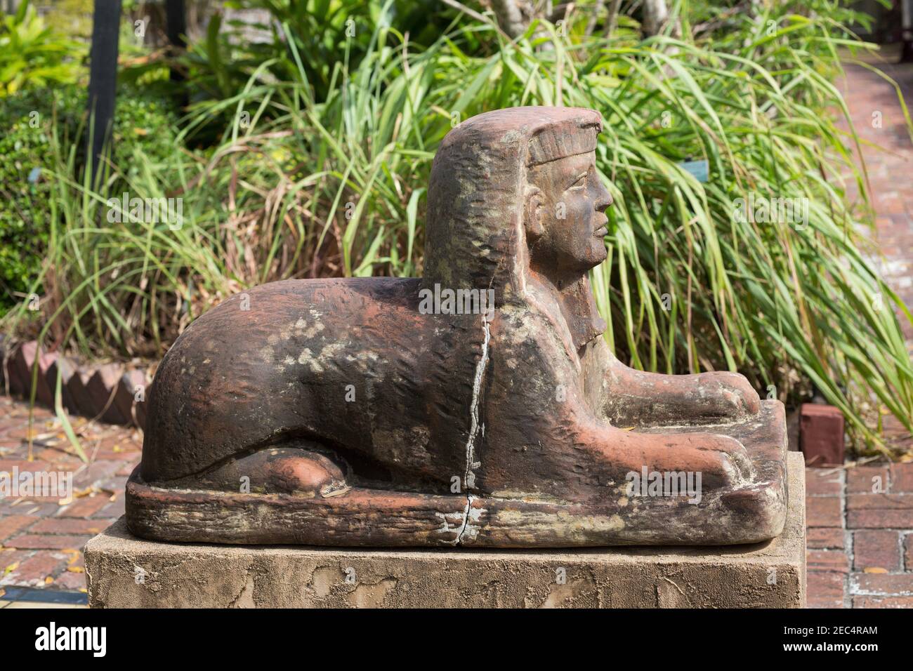 A sphinx statue in a garden at the Florida Botanical Gardens in Largo ...