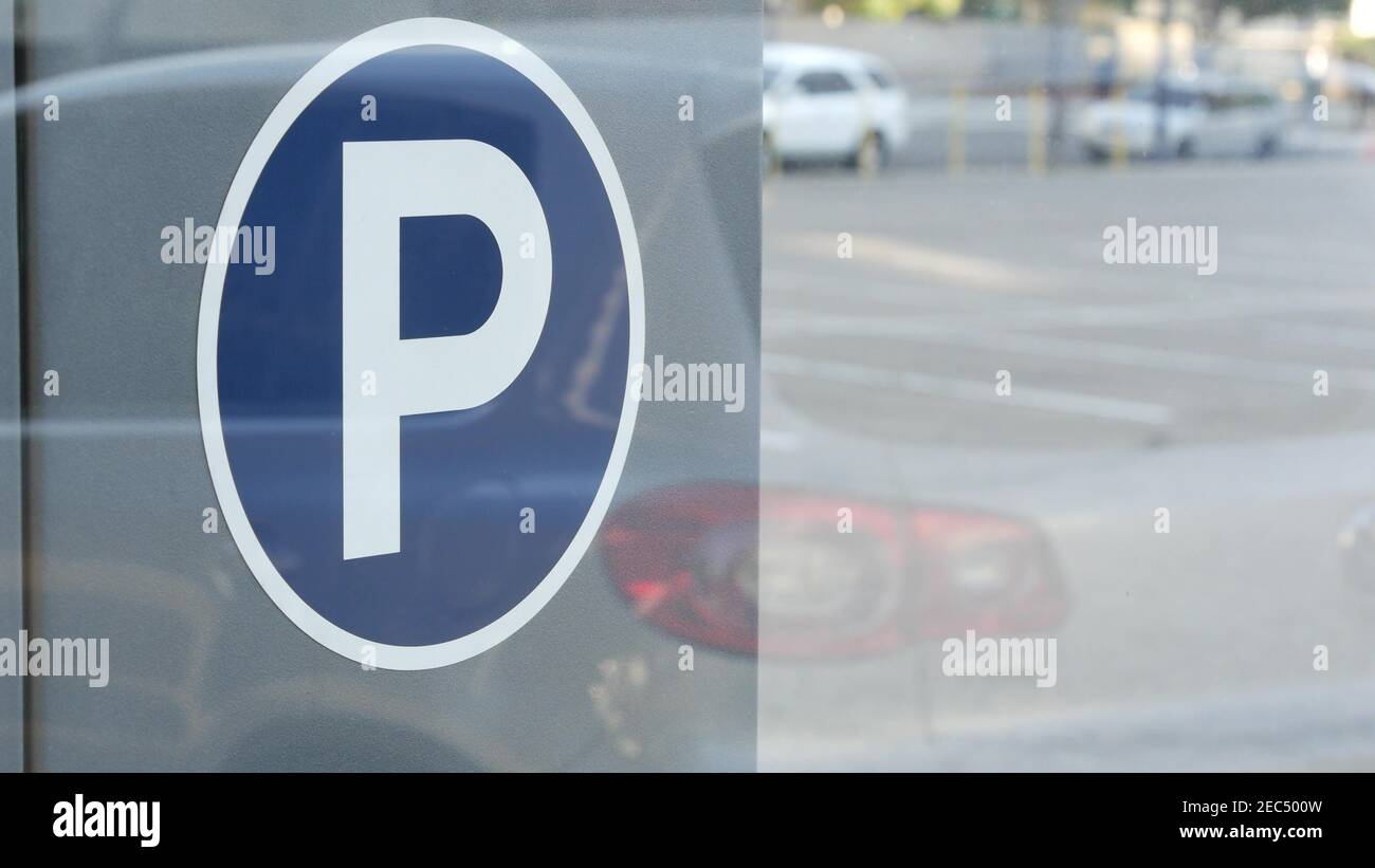 Parking lot sign as symbol of traffic difficulties and transportation ...