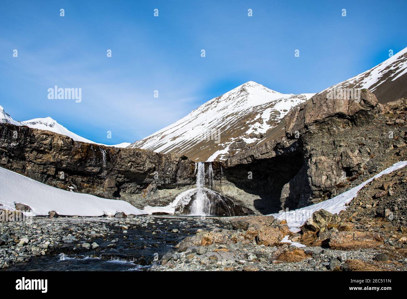 Skutafoss waterfall in the beautiful nature of east Iceland Stock Photo ...