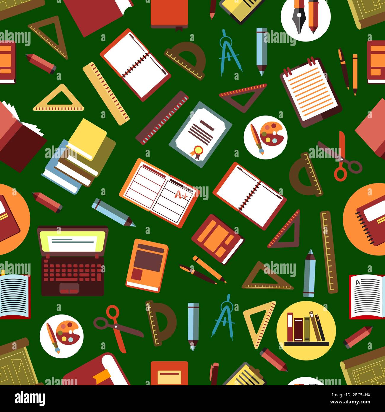 Seamless school supplies background for education and back to school ...