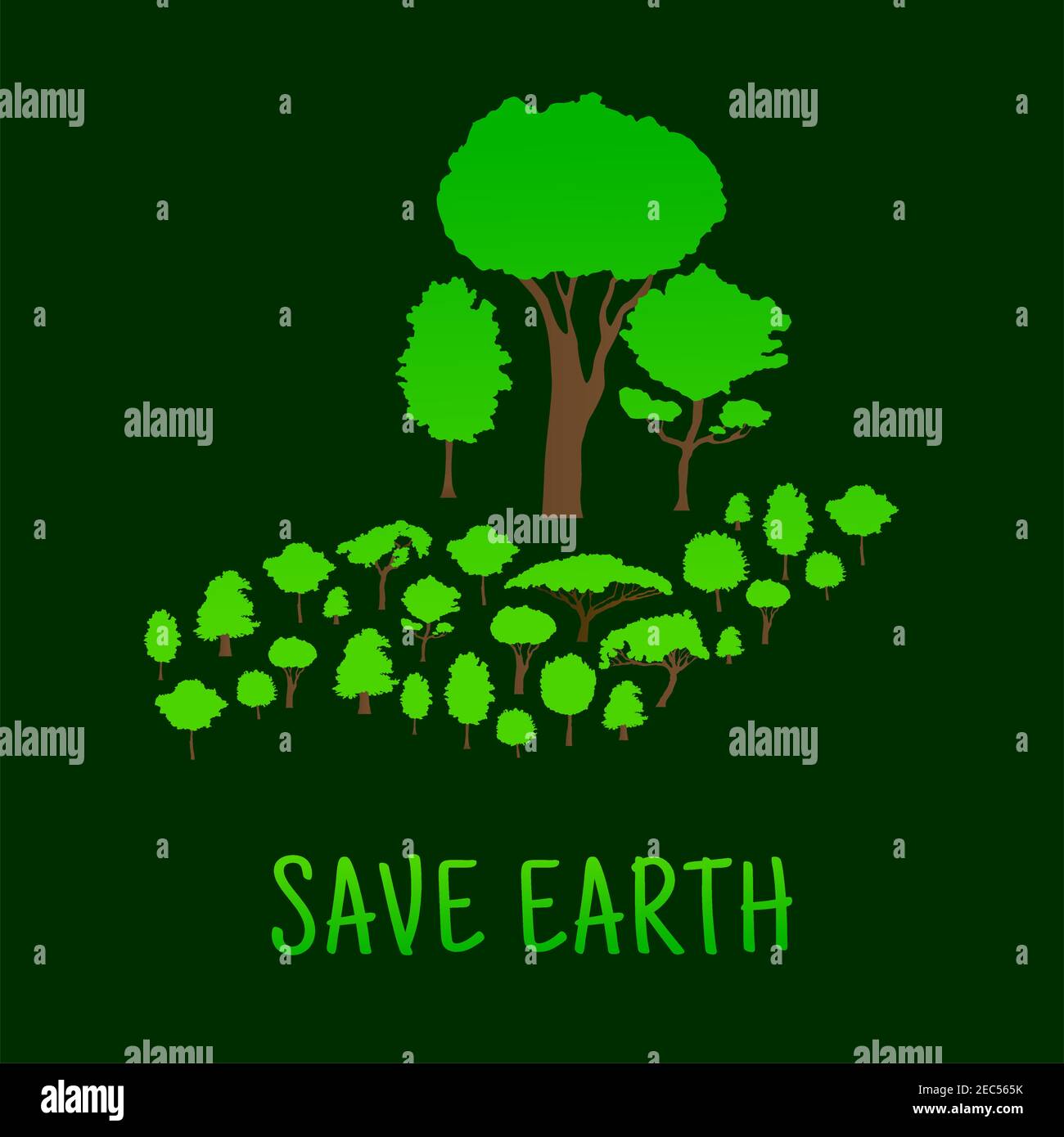 Eco symbol of human hand carrying green forest trees. Earth day theme ...