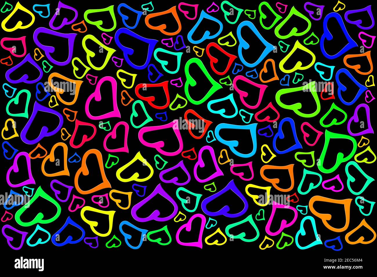 Vector illustration of colorful hearts in black background Stock Photo ...