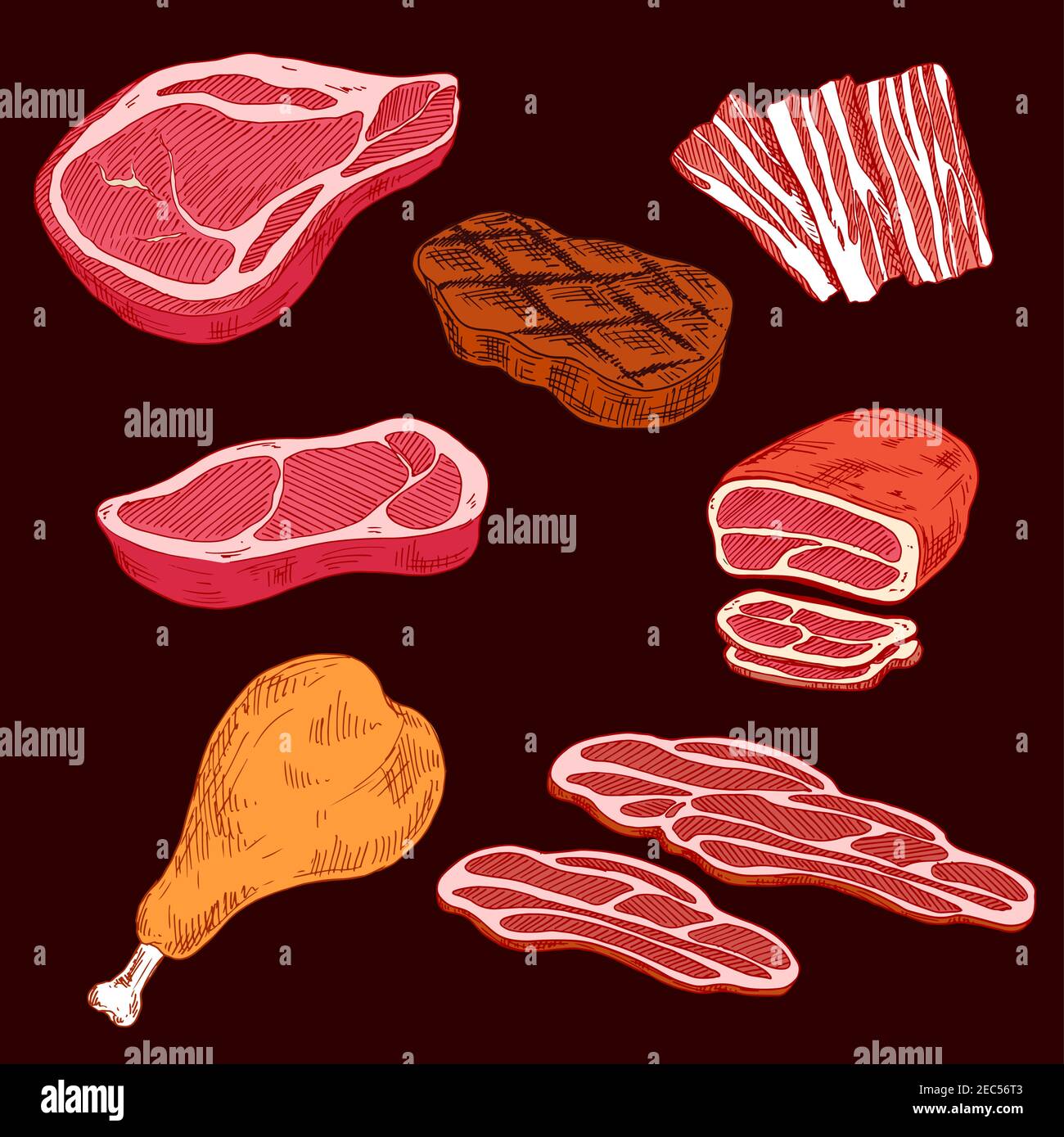 Fresh beef raw sliced Stock Vector Images - Alamy