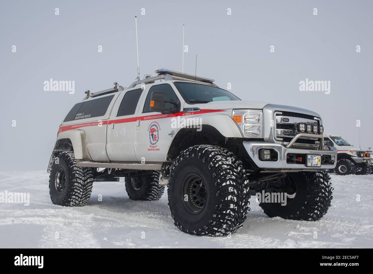 Smjorfjoll Iceland - March 30. 2019: Modified 4x4 Ford F350 rescue ...