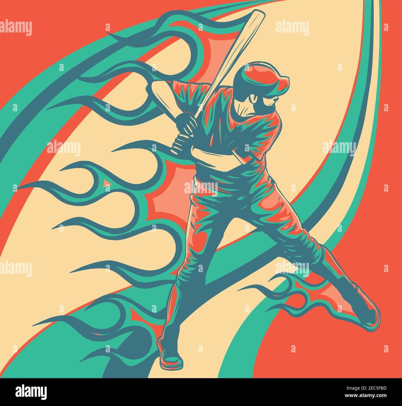 Baseball player hit the ball vector illustration Stock Vector Image ...