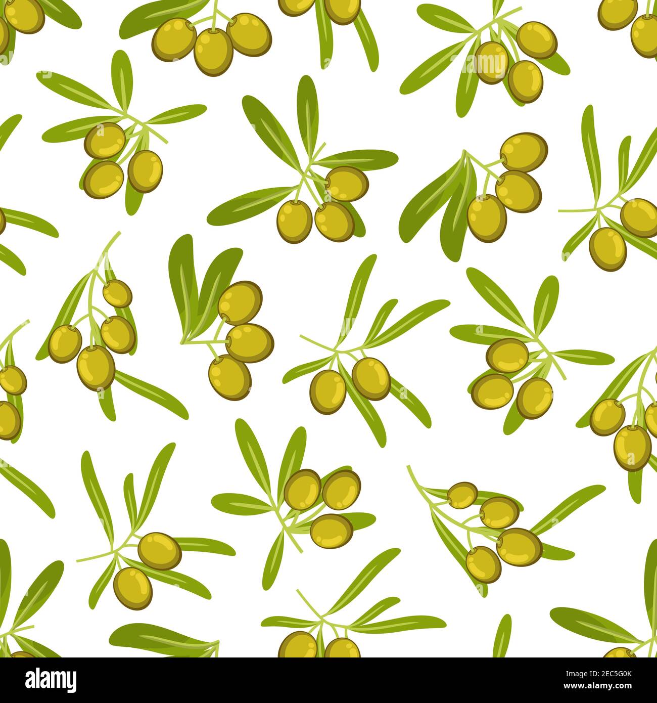 Olives seamless pattern background. Green olive branch with leaves ...