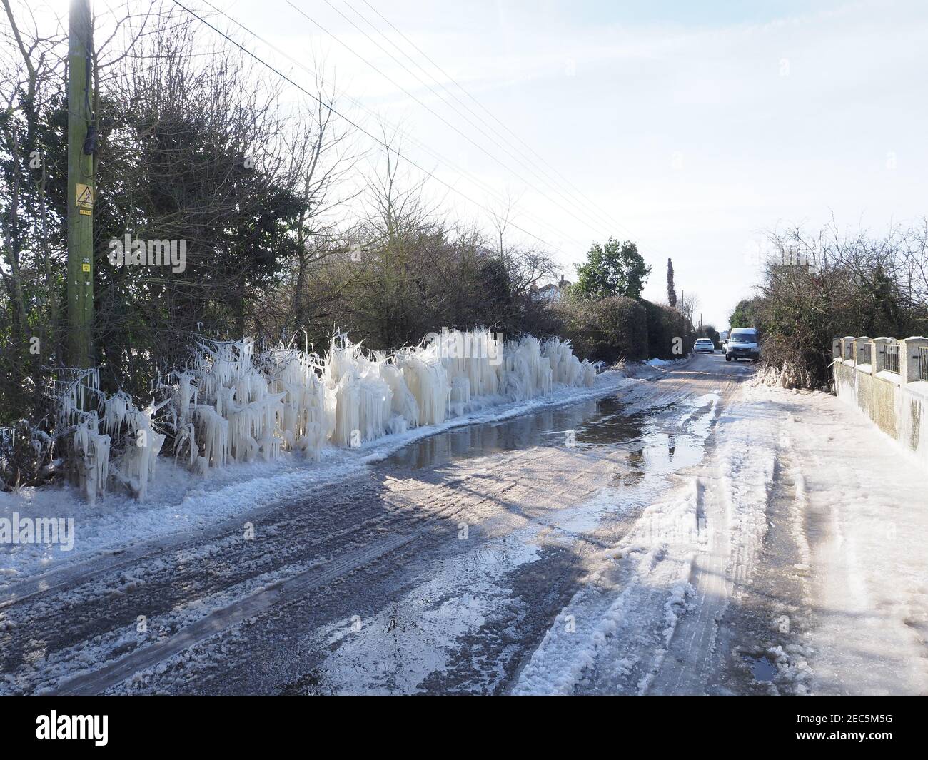 Eastchurch, Kent, UK. 13th February, 2021. UK Weather: a magical icicle ...
