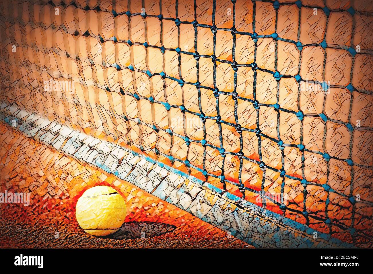 tennis court with tennis ball and antuka background Stock Photo - Alamy