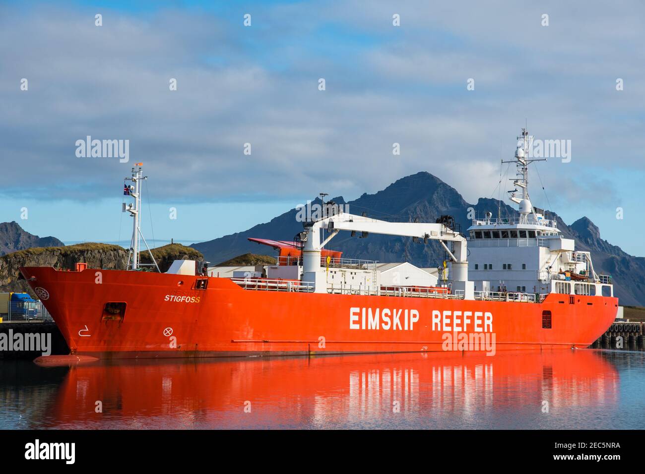 Hornafjordur Iceland - October 13. 2019: Reefer cargo ship Stigfoss in ...