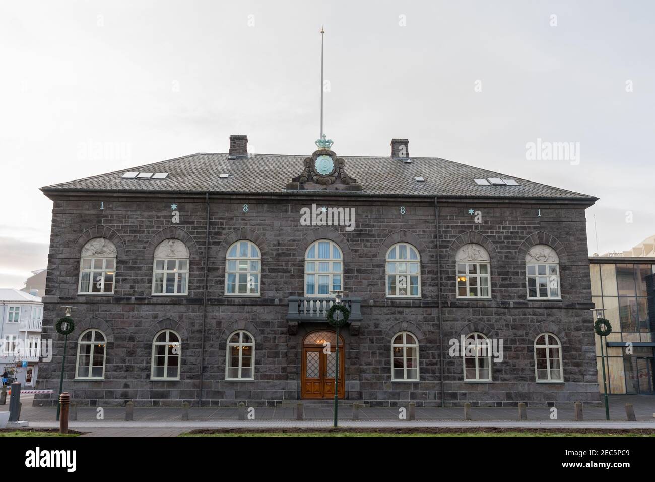 Reykjavik Iceland - November 1. 2019: The Icelandic parliament building ...