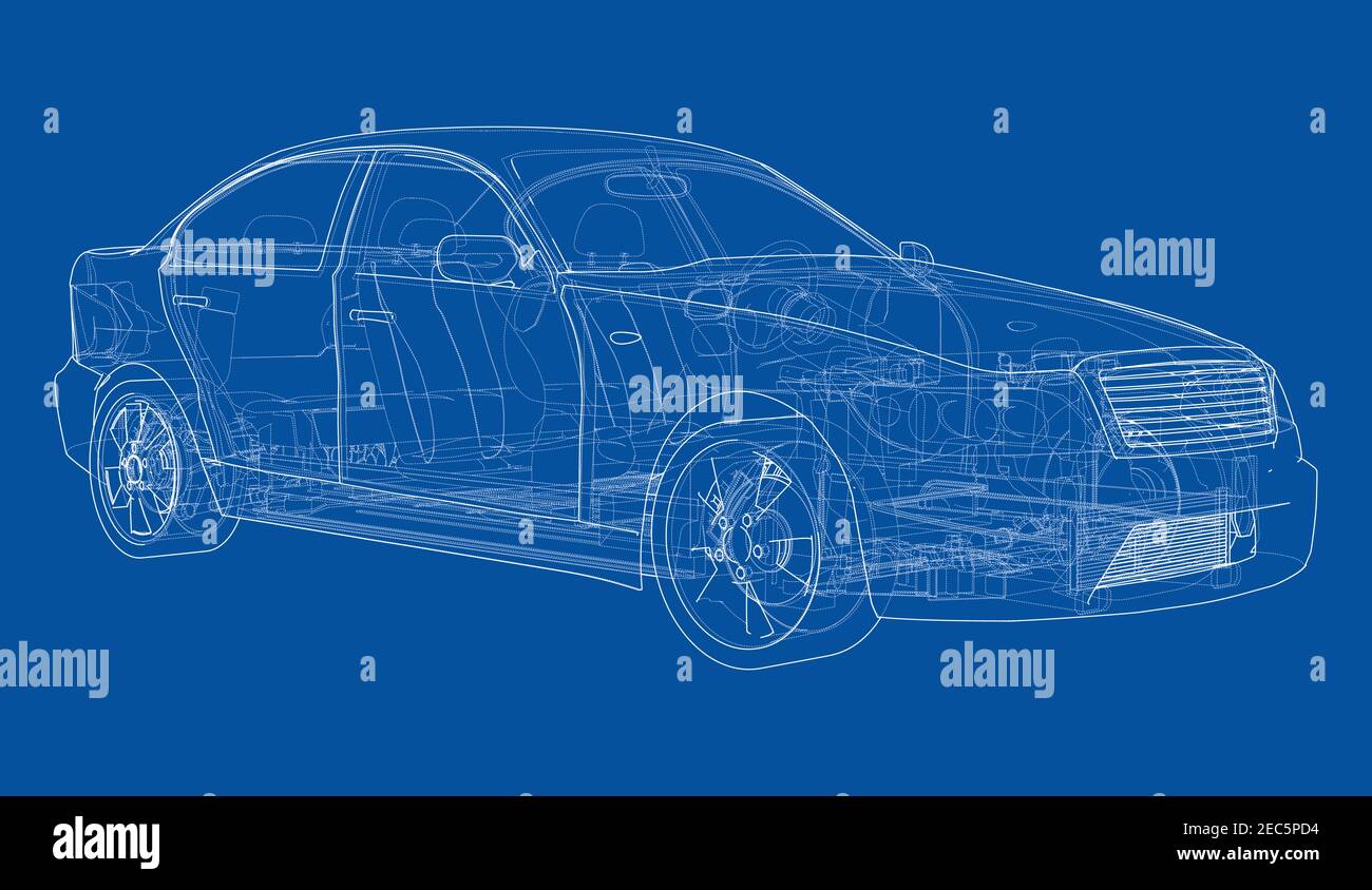 Electric Car With Chassis. Vector rendering of 3d Stock Vector Image ...