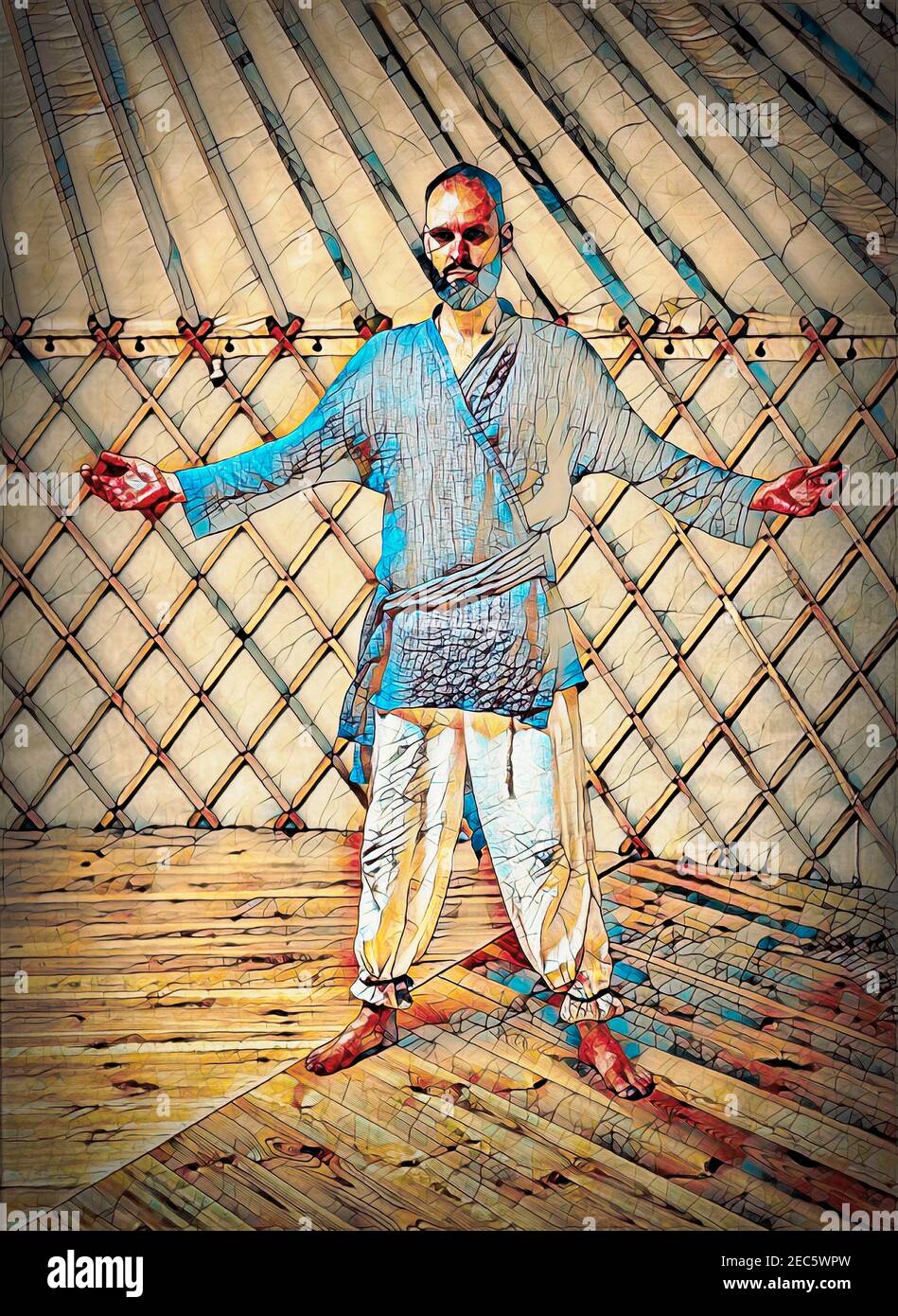 dancing warrior, ceremonial dance in a yurt Stock Photo - Alamy