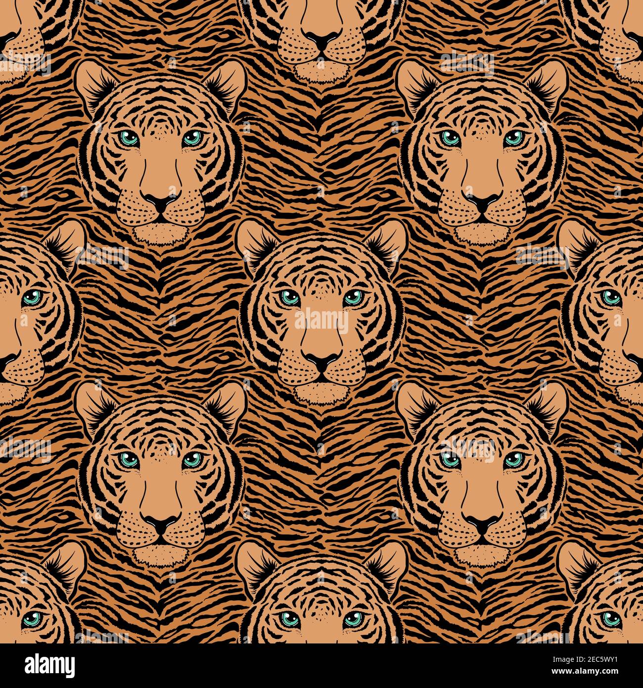 pattern with tiger head Stock Vector Image & Art - Alamy