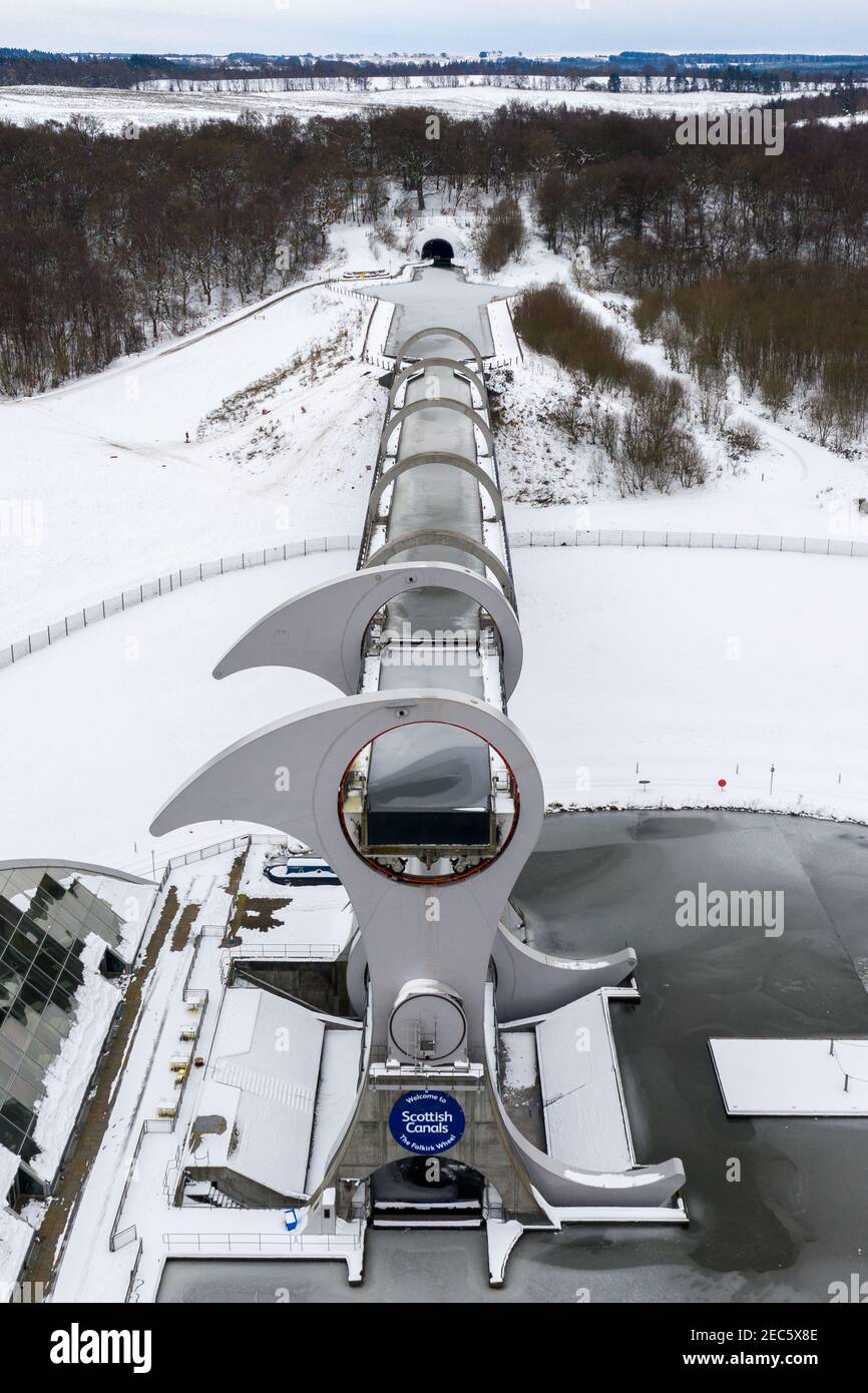 Falkirk, Scotland, UK. 13th Feb, 2021. Pictured: The Falkirk Wheel ...