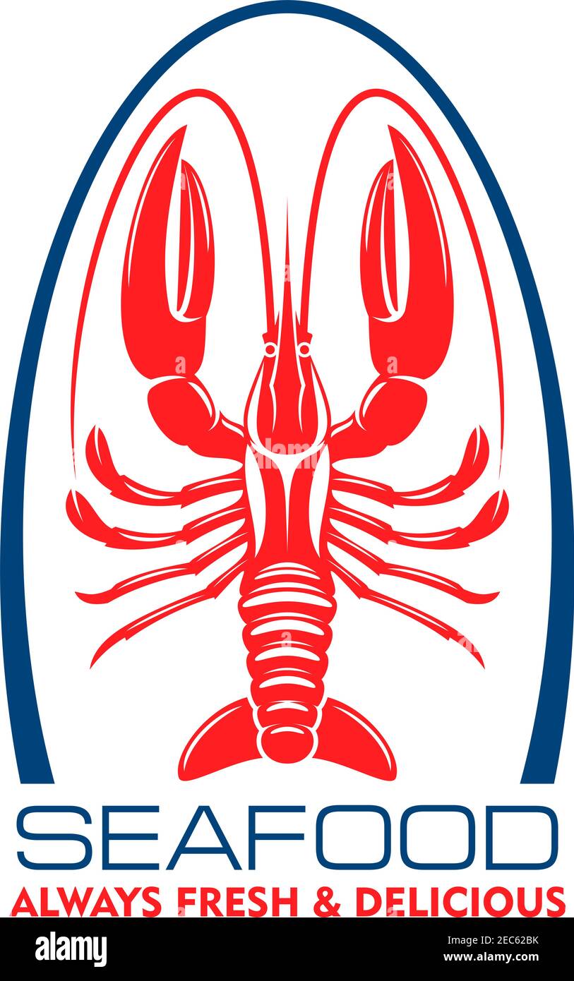 Delicious wild caught marine lobster or crayfish red symbol for seafood ...