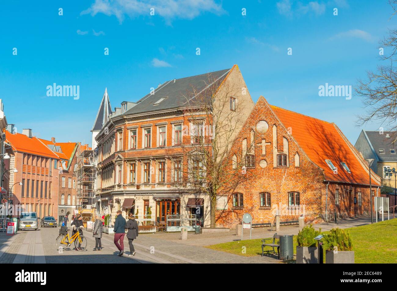 Slagelse Denmark - February 24. 2018: City center of town of Slagelse ...