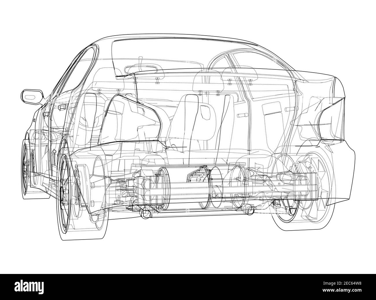 Electric Car With Chassis. Vector rendering of 3d Stock Vector Image ...
