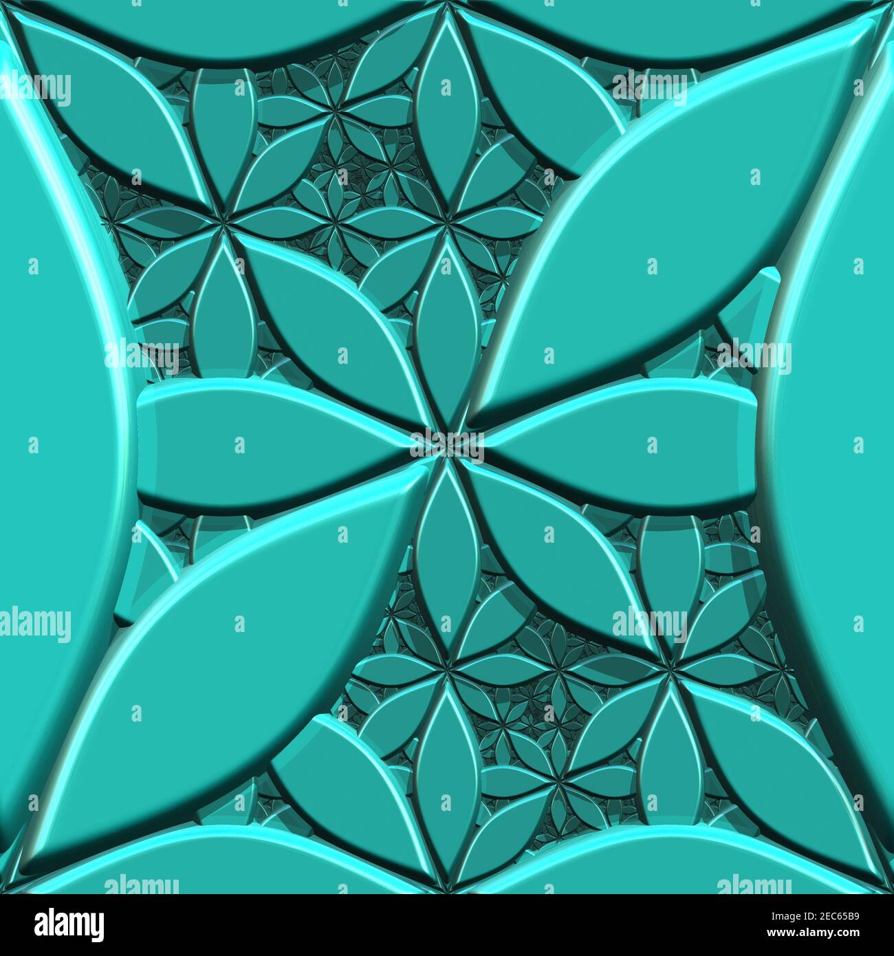 3D render of plastic seamless background tile with embossed metallic fractal texture ...