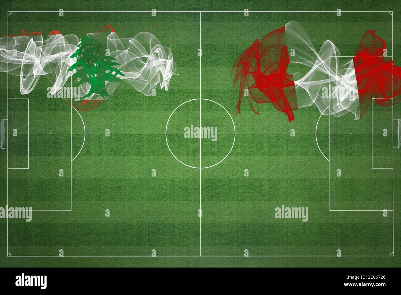 Lebanon vs Peru Soccer Match, national colors, national flags, soccer ...