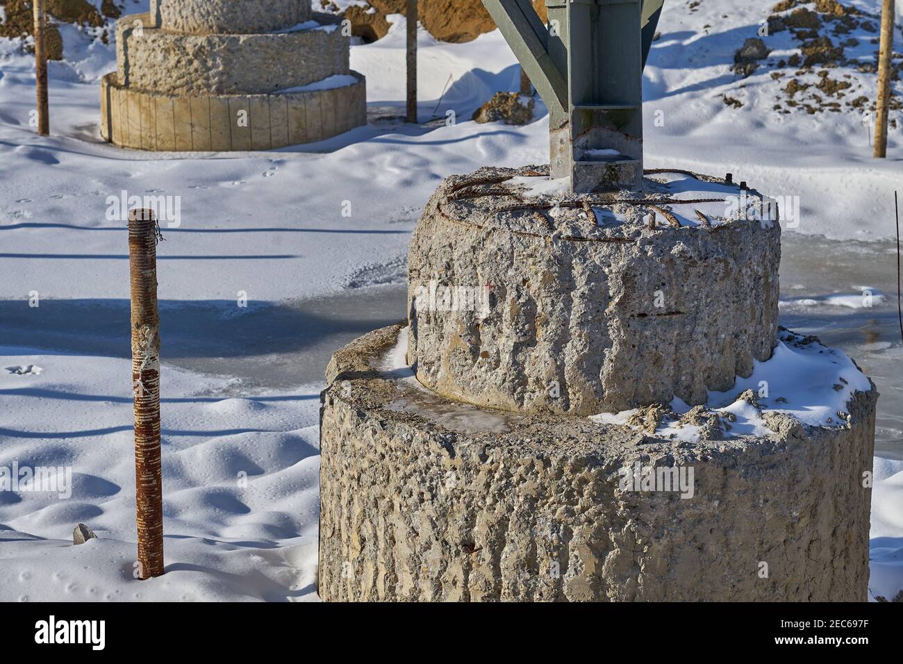 High voltage pylon, maintenance, foundation works, reinforcing Stock ...